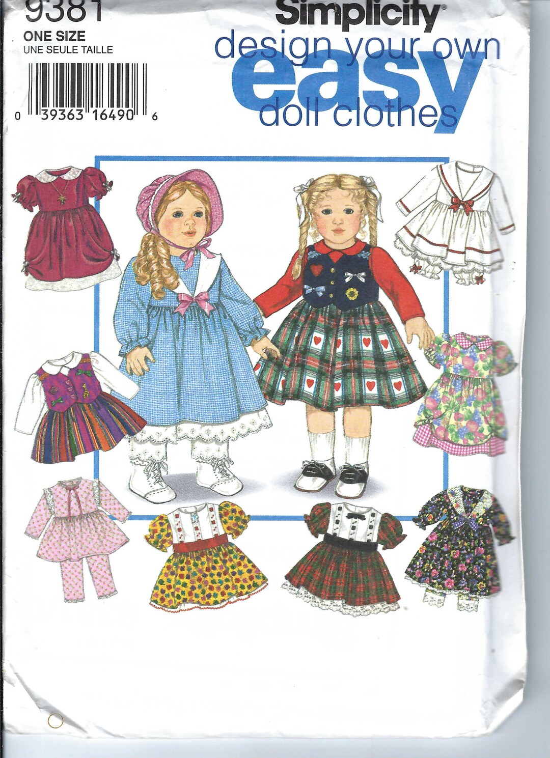 Uncut Vintage Simplicity Sewing Pattern 9381 Pattern UNCUT Doll Clothes ...