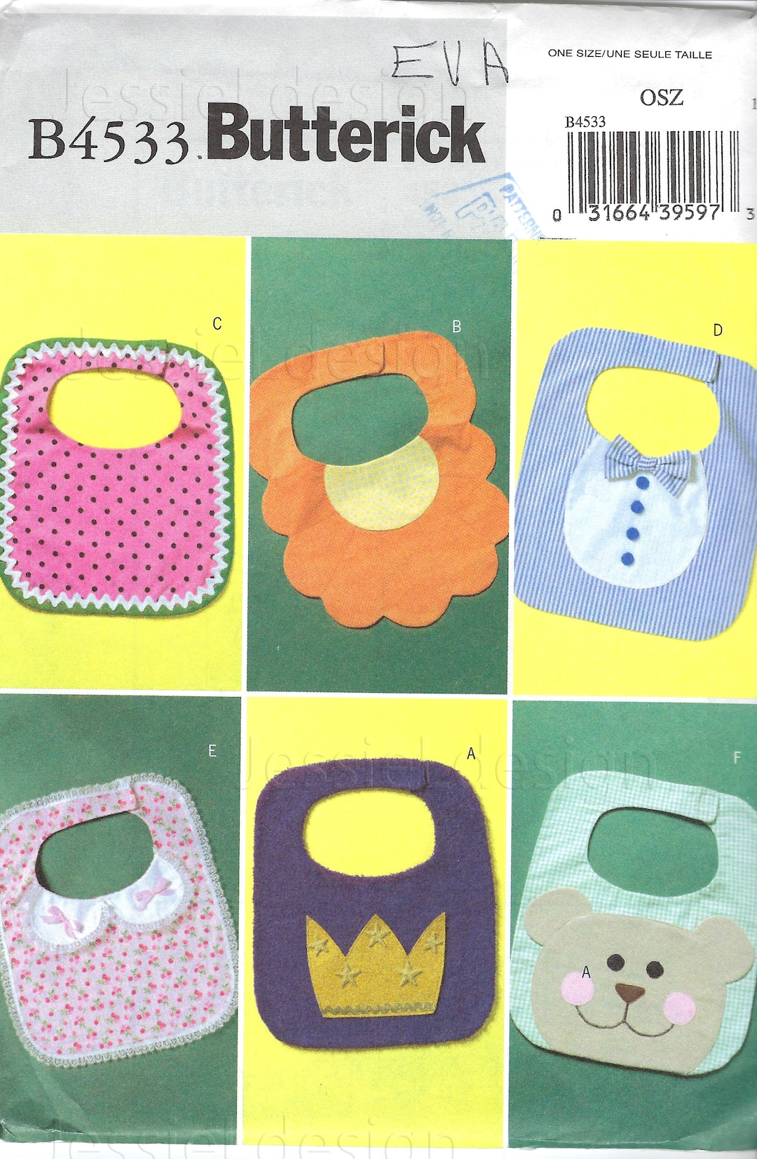 Uncut Butterick Sewing Pattern Baby Bib Butterick 4533 - Etsy