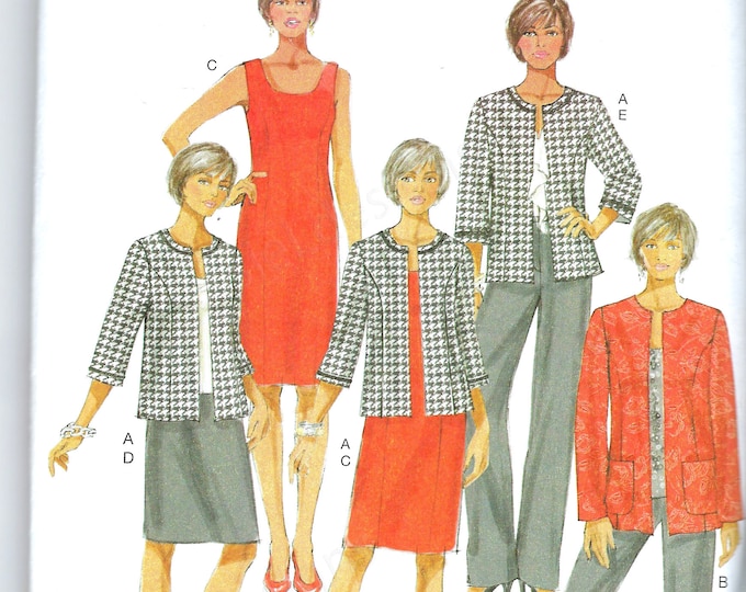 Uncut Butterick Sewing Pattern 5719 Custom Fit Jacket & Dress, Skirt Pants Women's Easy Wardrobe ...