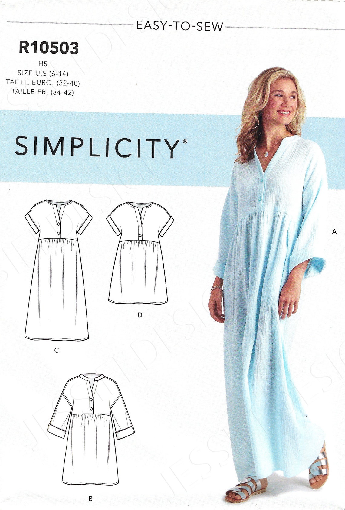 Uncut Simplicity Sewing Pattern 10692 10503 S9102 9102 Misses' Caftan ...