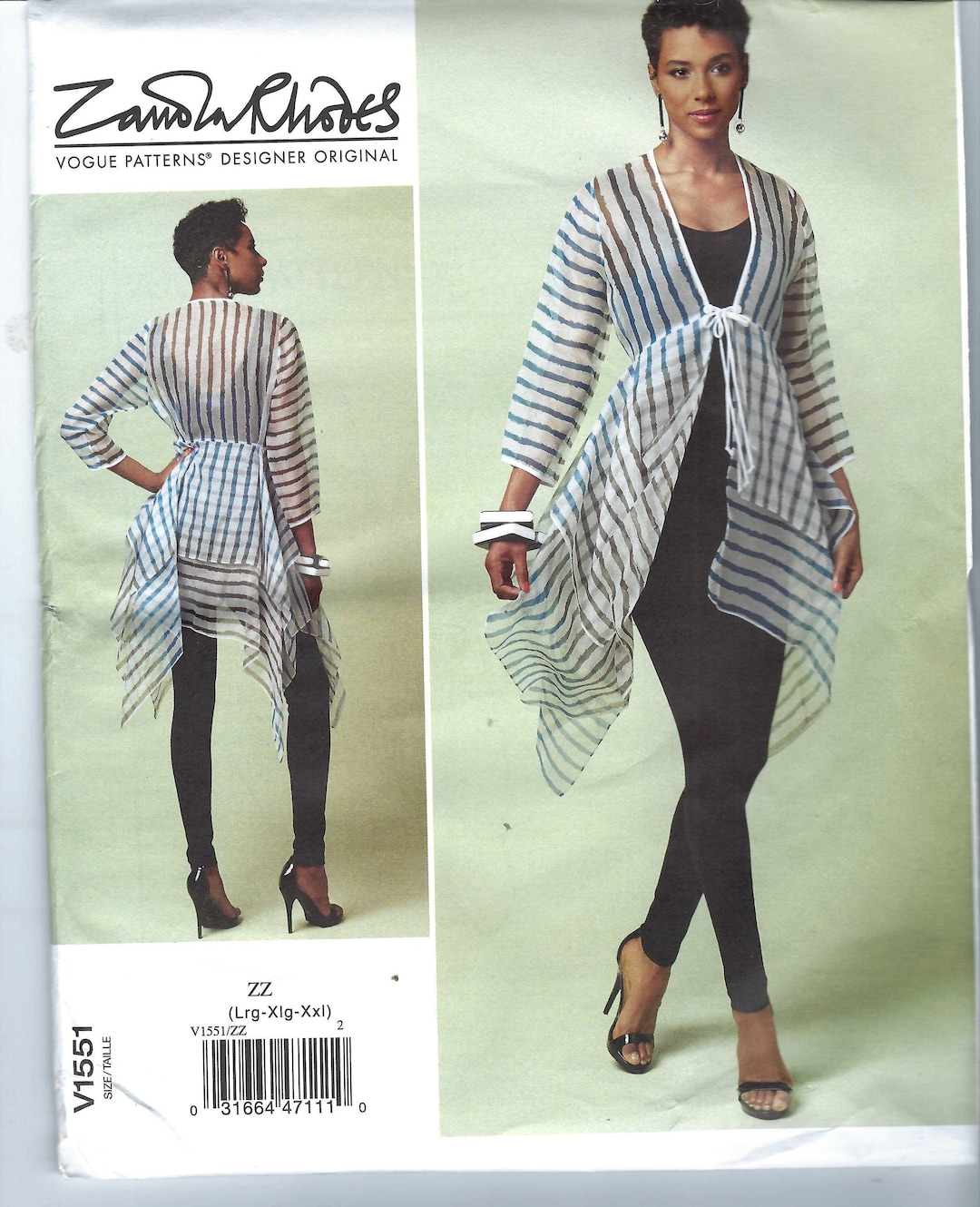 Uncut Vogue Sewing Pattern 1551 Zandra Rhodes Designer Pattern Easy ...