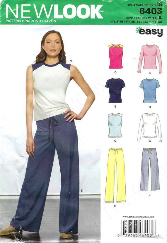 Uncut New Look Sewing Pattern 6403 Knit Tops and Pants Size | Etsy