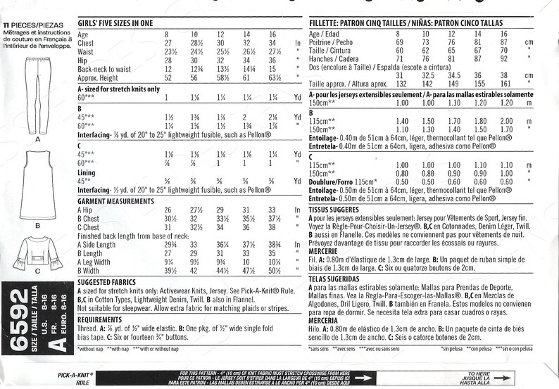 Uncut New Look Sewing Pattern 183 0183 6592 Tweens Girls - Etsy