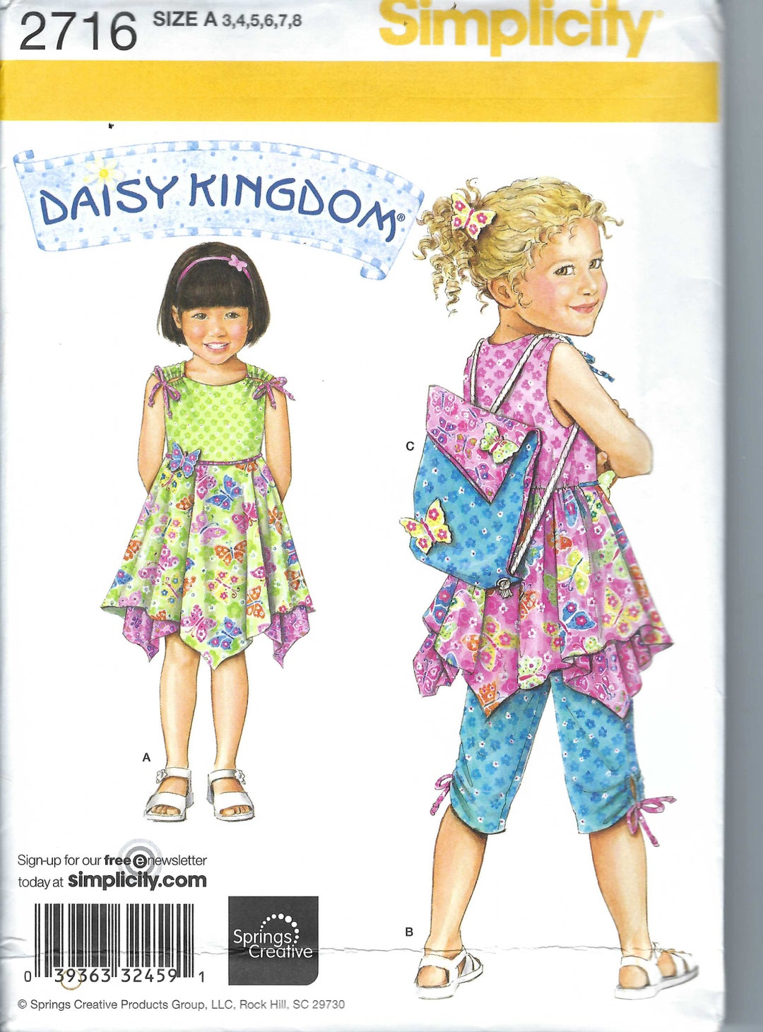 Uncut Simplicity Sewing Pattern Daisy Kingdom Girls’ Handkerchief Dress ...