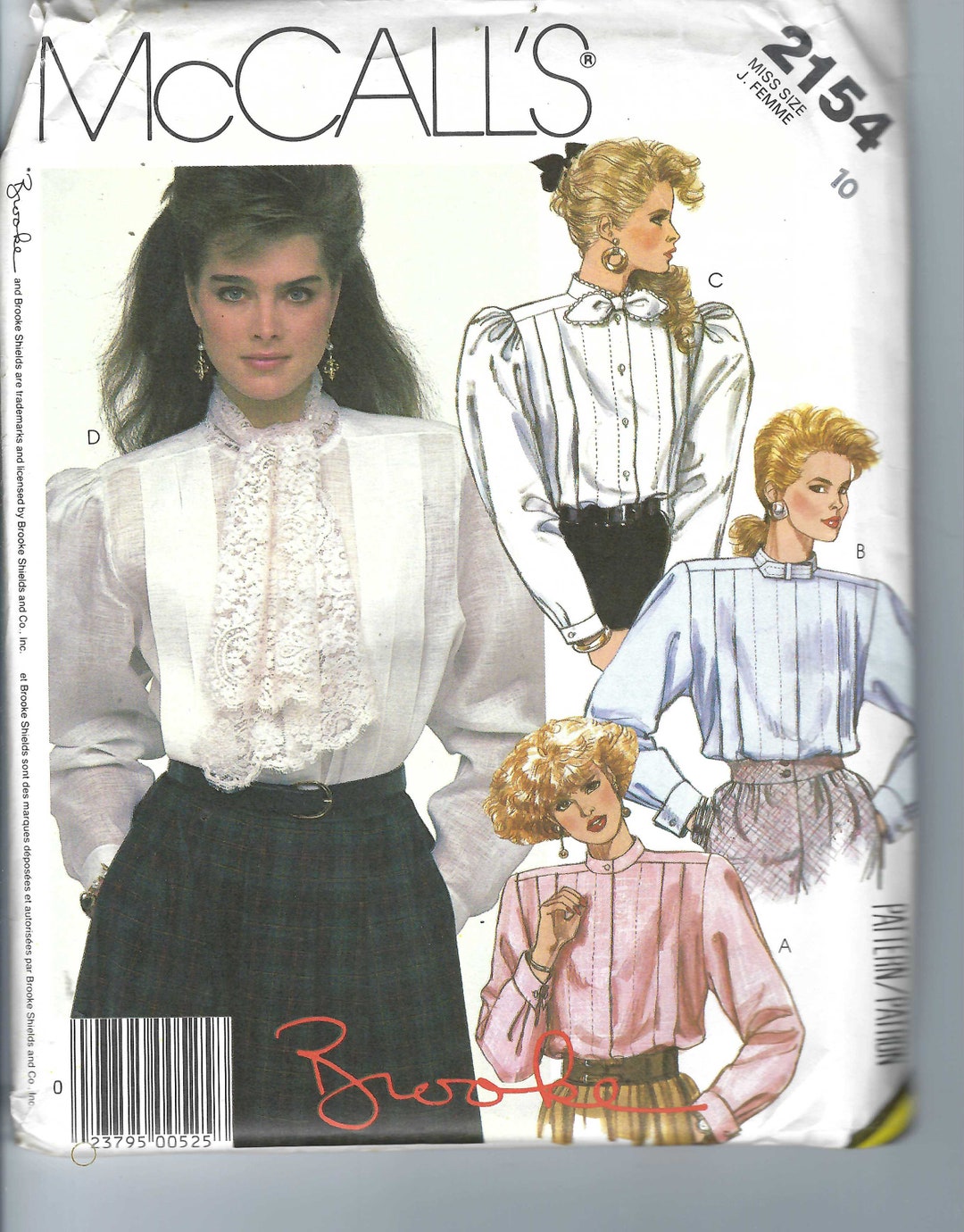 Uncut Vintage Mccalls Sew Sewing Pattern 2154 Misses Blouse With Front ...