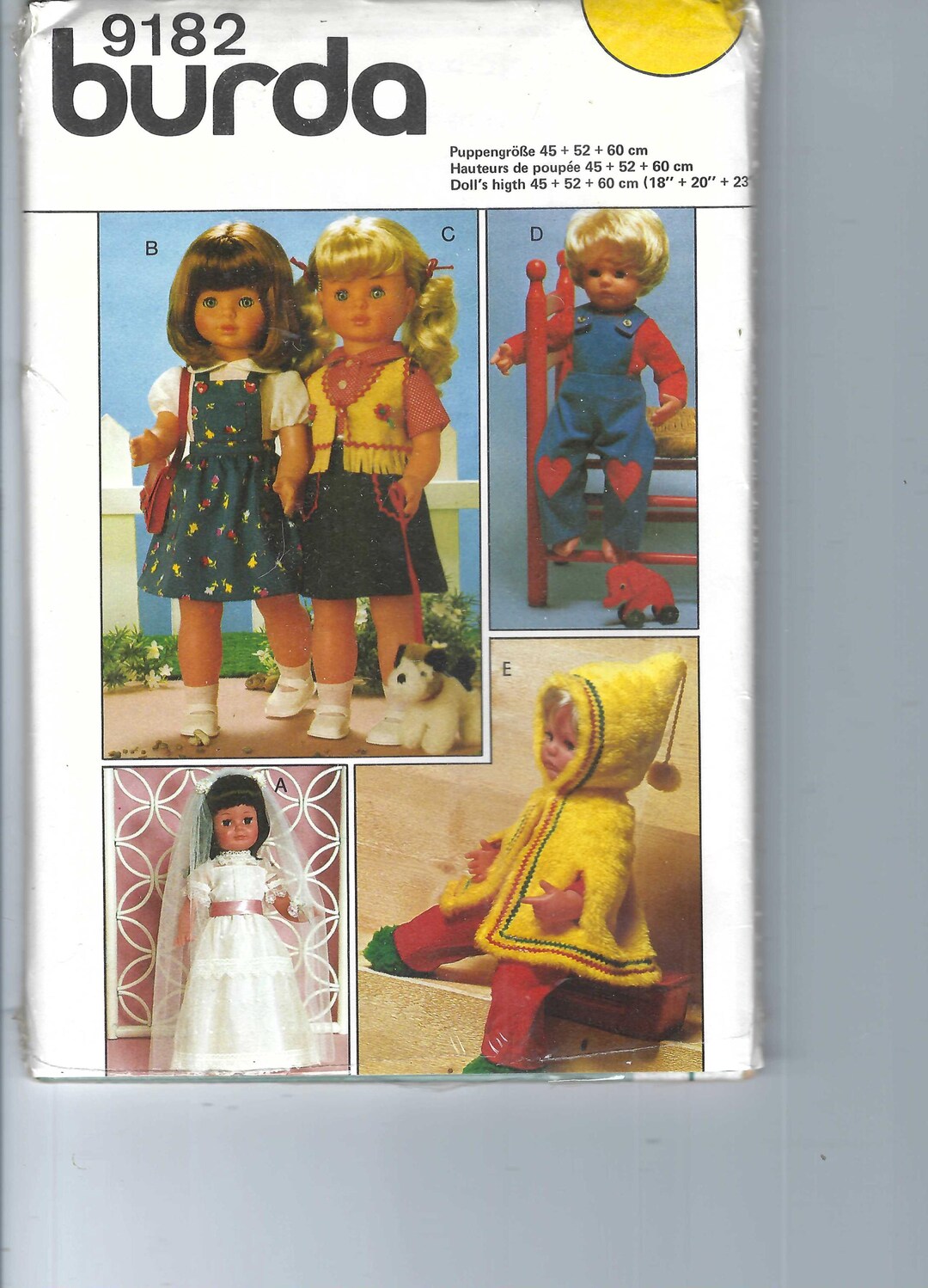 Uncut Burda Sewing Pattern 9182 : Doll Clothes Size 45 52 60 Cm 18 20 ...