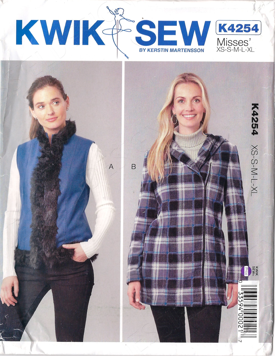 Uncut Kwik Sew Sewing Pattern 4254 Womens Jackets and Vest Pattern ...