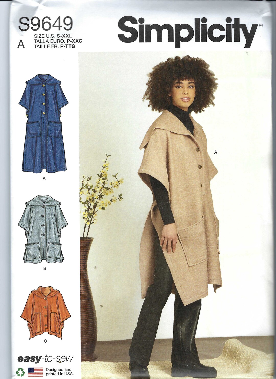 Uncut Simplicity Pattern 11868 9649 Misses' Ponchos Sewing Pattern ...