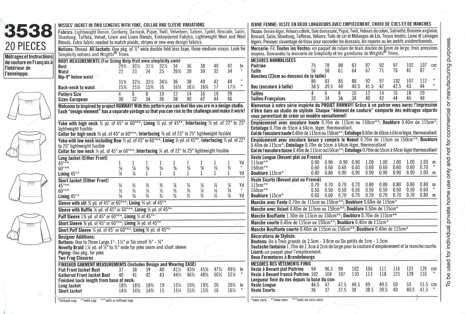 Uncut Simplicity Sewing Pattern 3538 Project Runway Pattern - Etsy