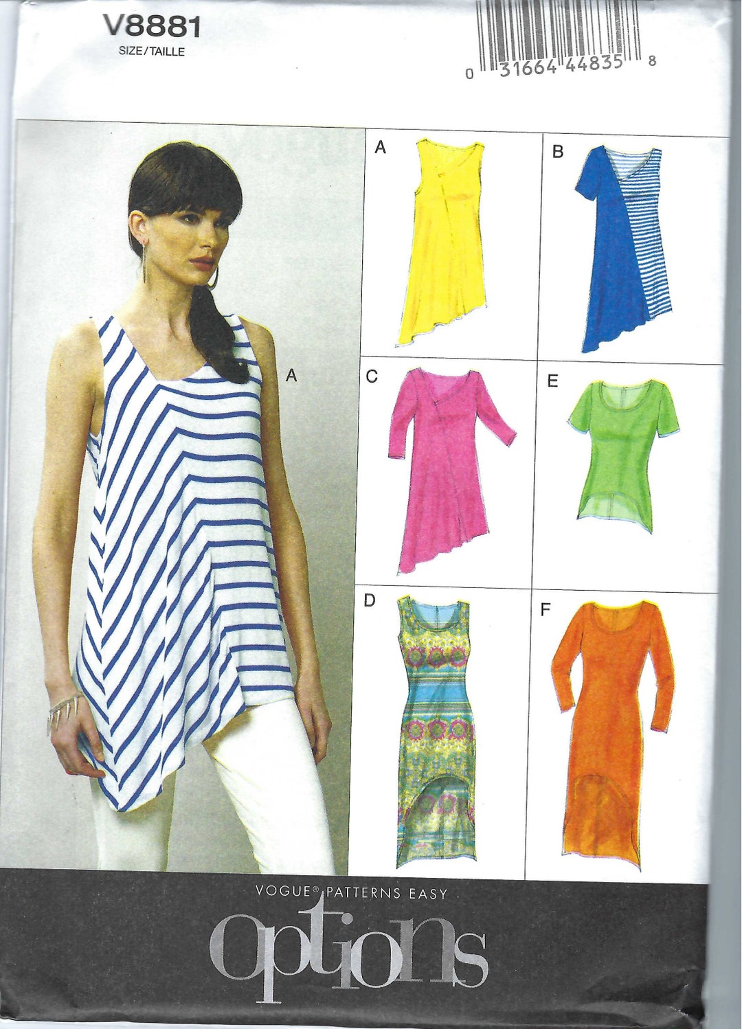 Uncut Vogue Sewing Pattern 8881 Vogue Options Misses Women Top Tunic ...
