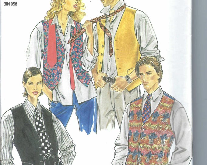Uncut New Look Sewing Pattern 6453, Misses' and Men's Front Button Vest ...