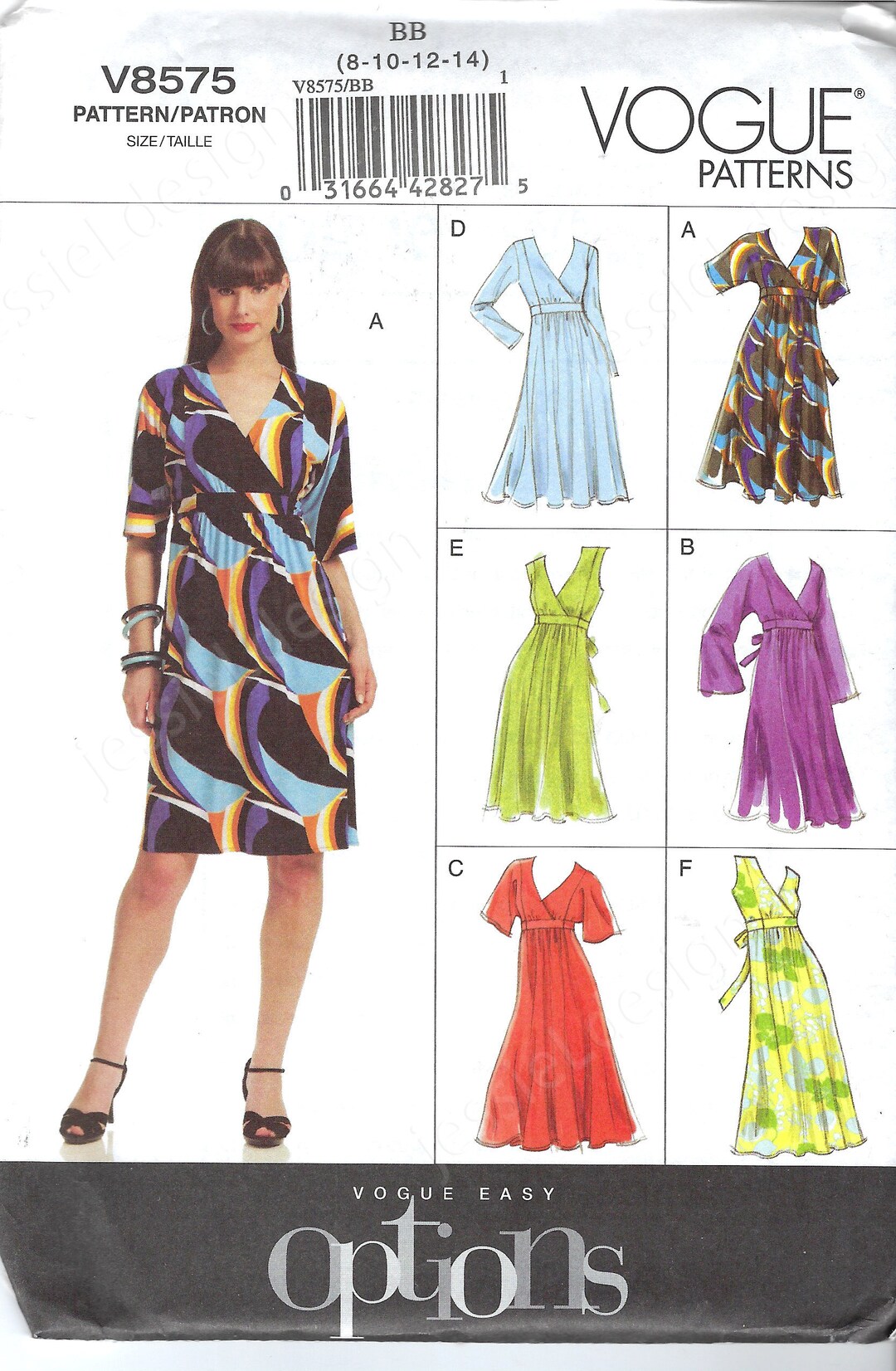 Uncut Vogue Sewing Pattern 8575 Easy Options Misses Pullover Dress Two ...