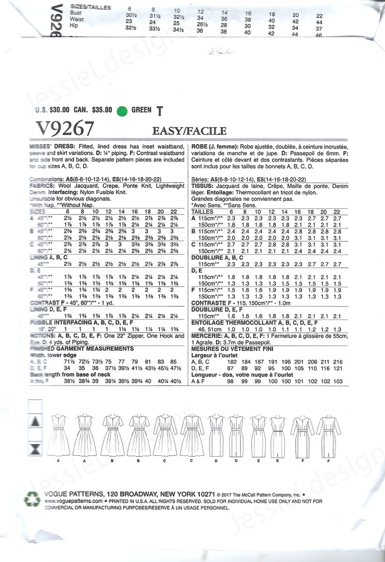 Uncut Vogue Sewing Pattern 977 10337 9267 Women’s Fit & Flare Dress ...