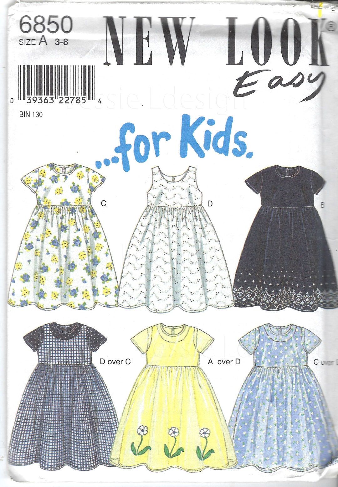Uncut Vintage New Look Sewing Pattern 6850 | Girls Dress Sleeveless and ...