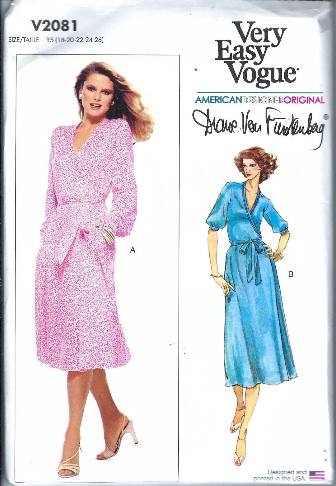 Uncut Vogue Sewing Pattern 2081 Womens Dress, Wrap Dress, V Neck Dress ...
