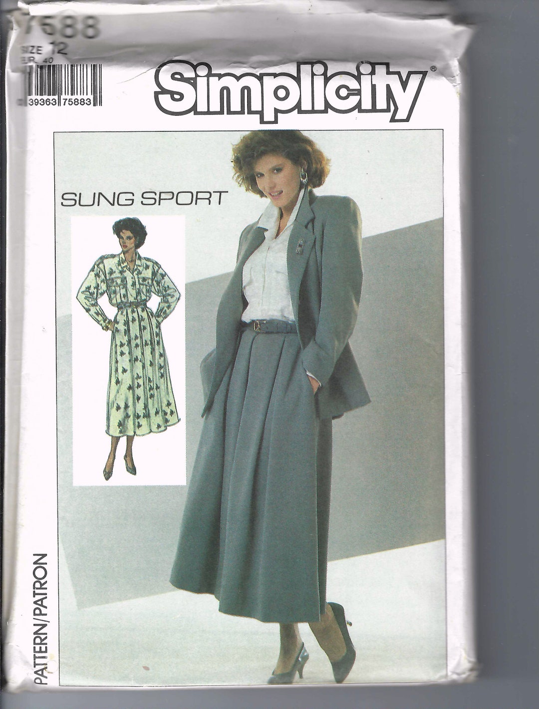 Uncut Vintage Simplicity Sewing Pattern 7588 Sung Sport Shirt, Skirt ...