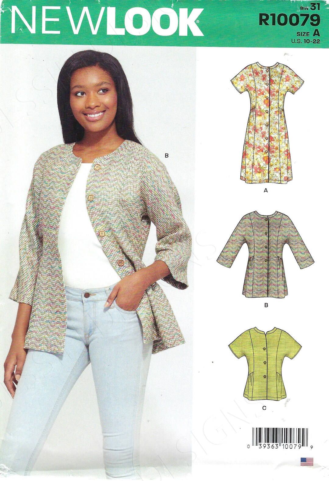 Uncut New Look Sewing Pattern 10079 6607 Misses' Mini Dress , Tunic and ...