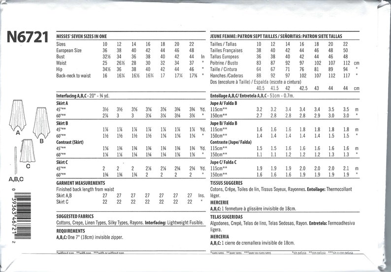 Uncut New Look Sewing Pattern 6721 Uncut Pattern, Misses/women's Size ...