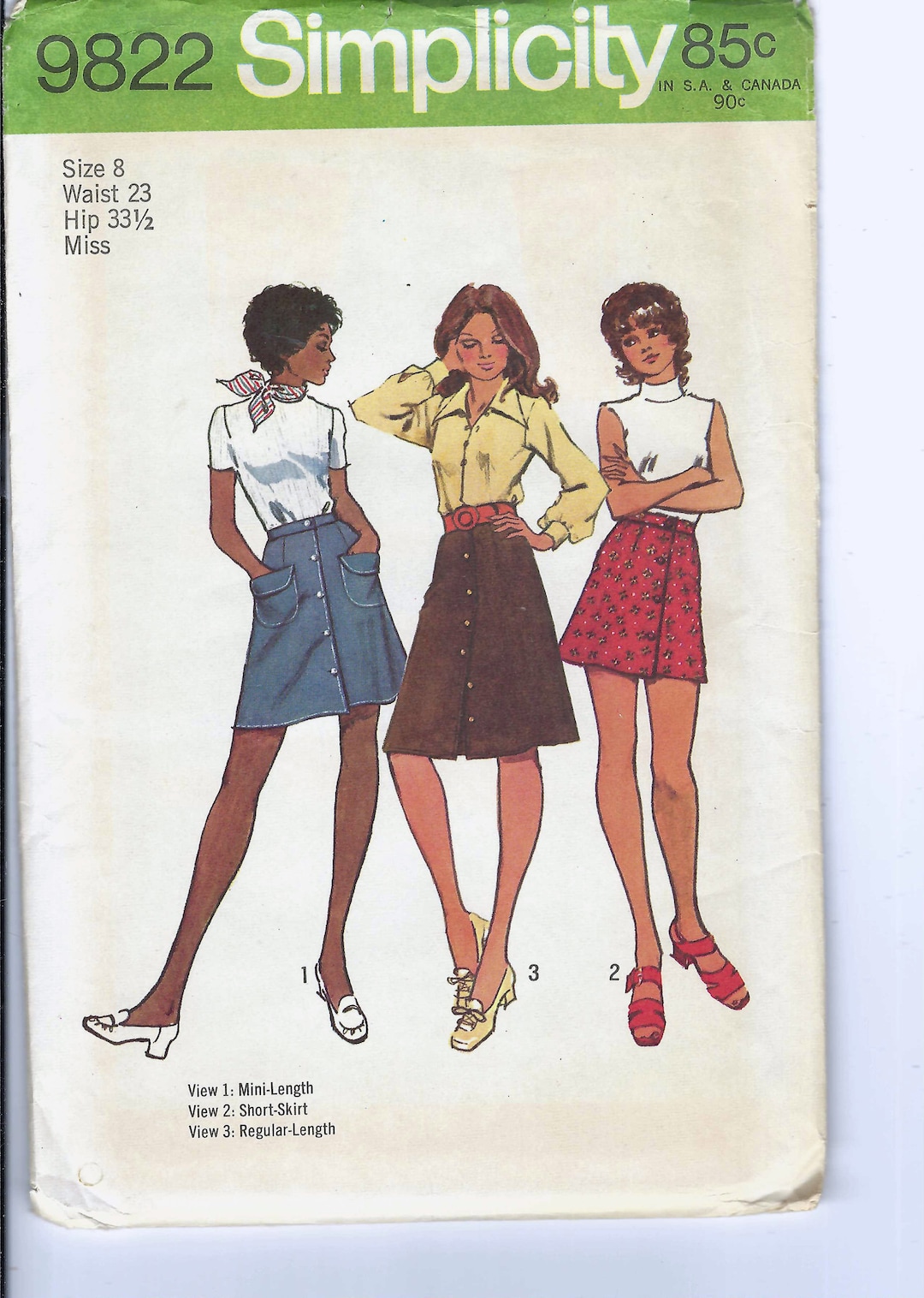 Uncut Vintage Simplicity Sewing Pattern 9822 Skirt With Three Different ...