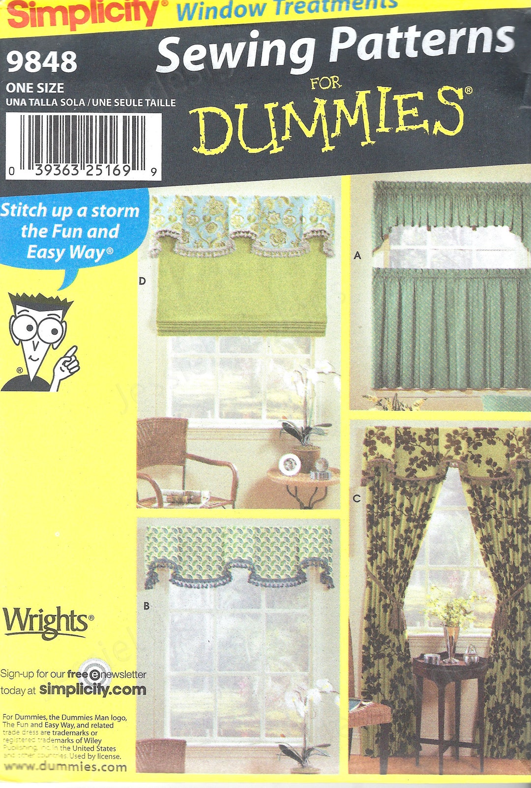 Uncut Simplicity Sewing Pattern 9848 - Easy Window Curtains Pattern ...