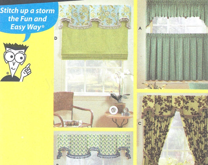 Uncut Simplicity Sewing Pattern 9848 - Easy Window Curtains Pattern ...