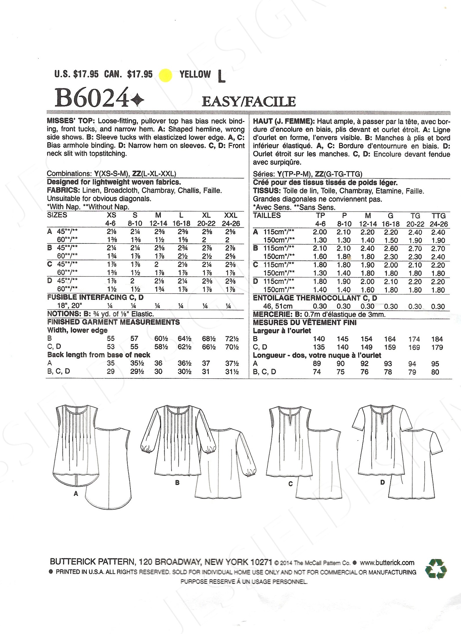 Uncut Butterick Sewing Pattern B6024 6024 Misses' - Etsy