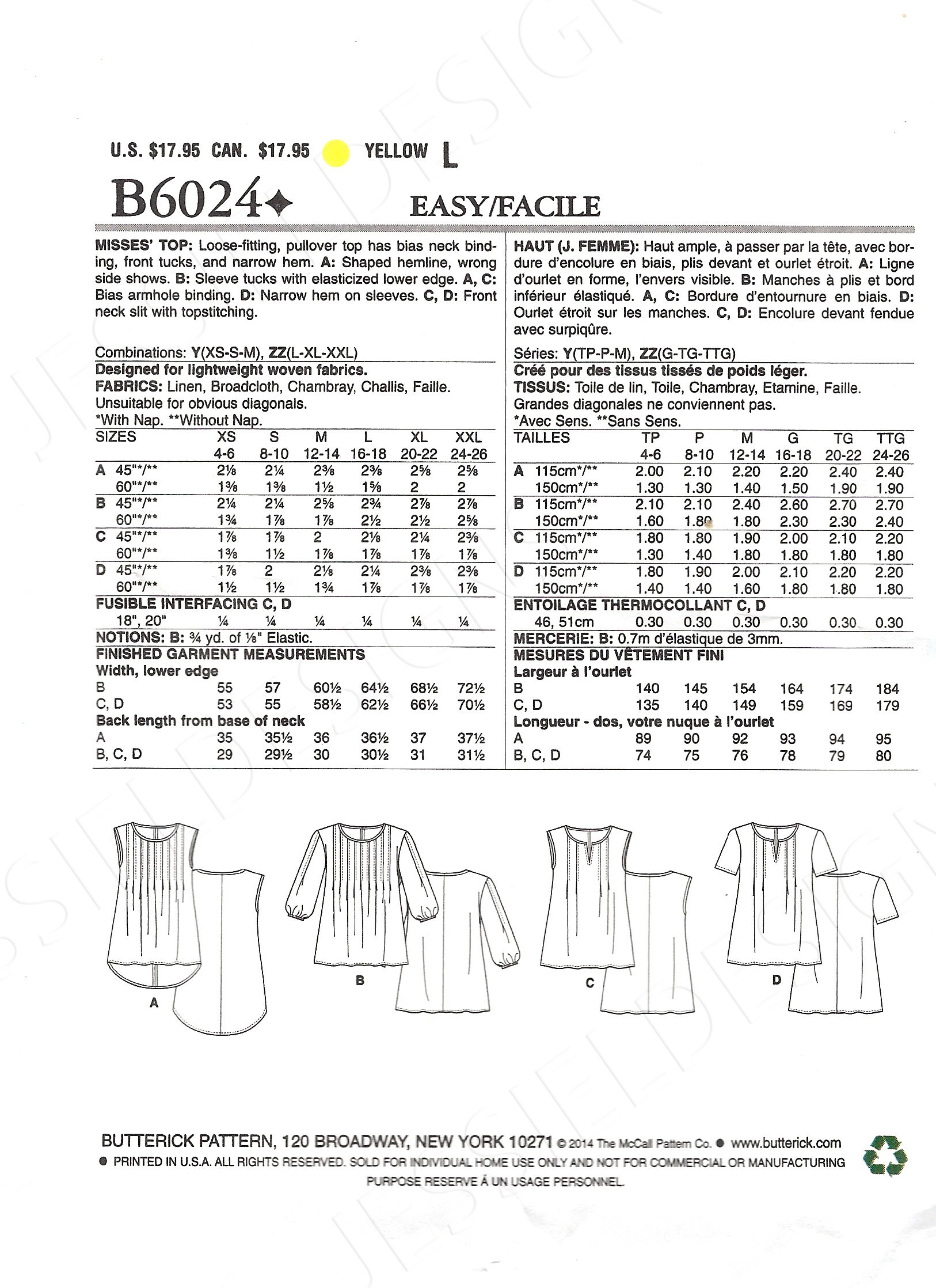 Uncut Butterick Sewing Pattern B6024 6024 Misses' - Etsy