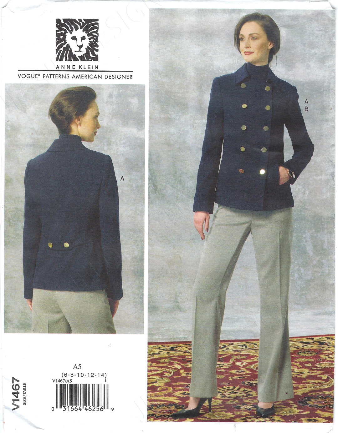 Uncut Vogue Sewing Pattern Anne Klein 1467 Misses Jacket and Pants Size ...