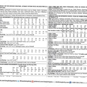 Uncut Simplicity Sewing Pattern 1316 Misses' Top With Neckline ...