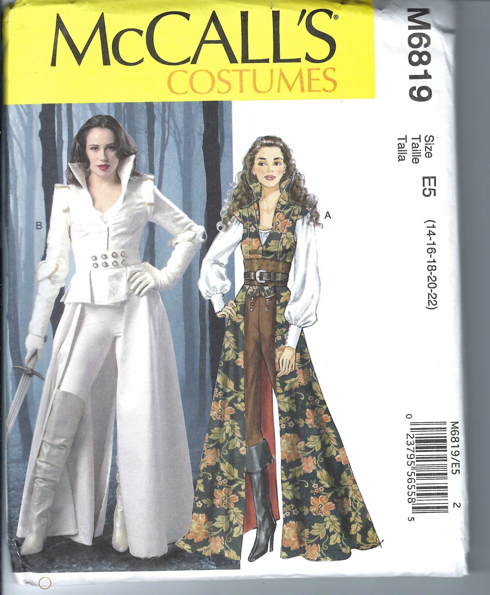 Uncut Mccalls Sewing Pattern 6819 Ren Faire Gothic,space Outfit, Coat ...