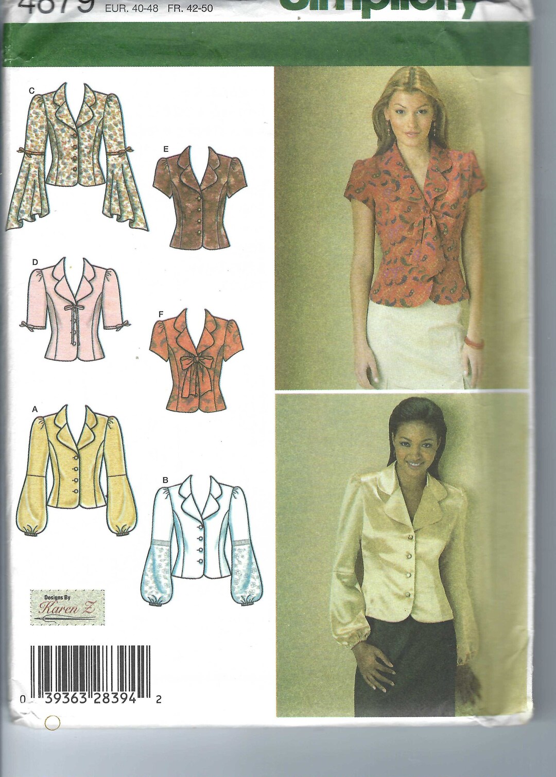 Uncut Simplicity Sewing Pattern 4879 Women Princess Seams Blouse Misses ...