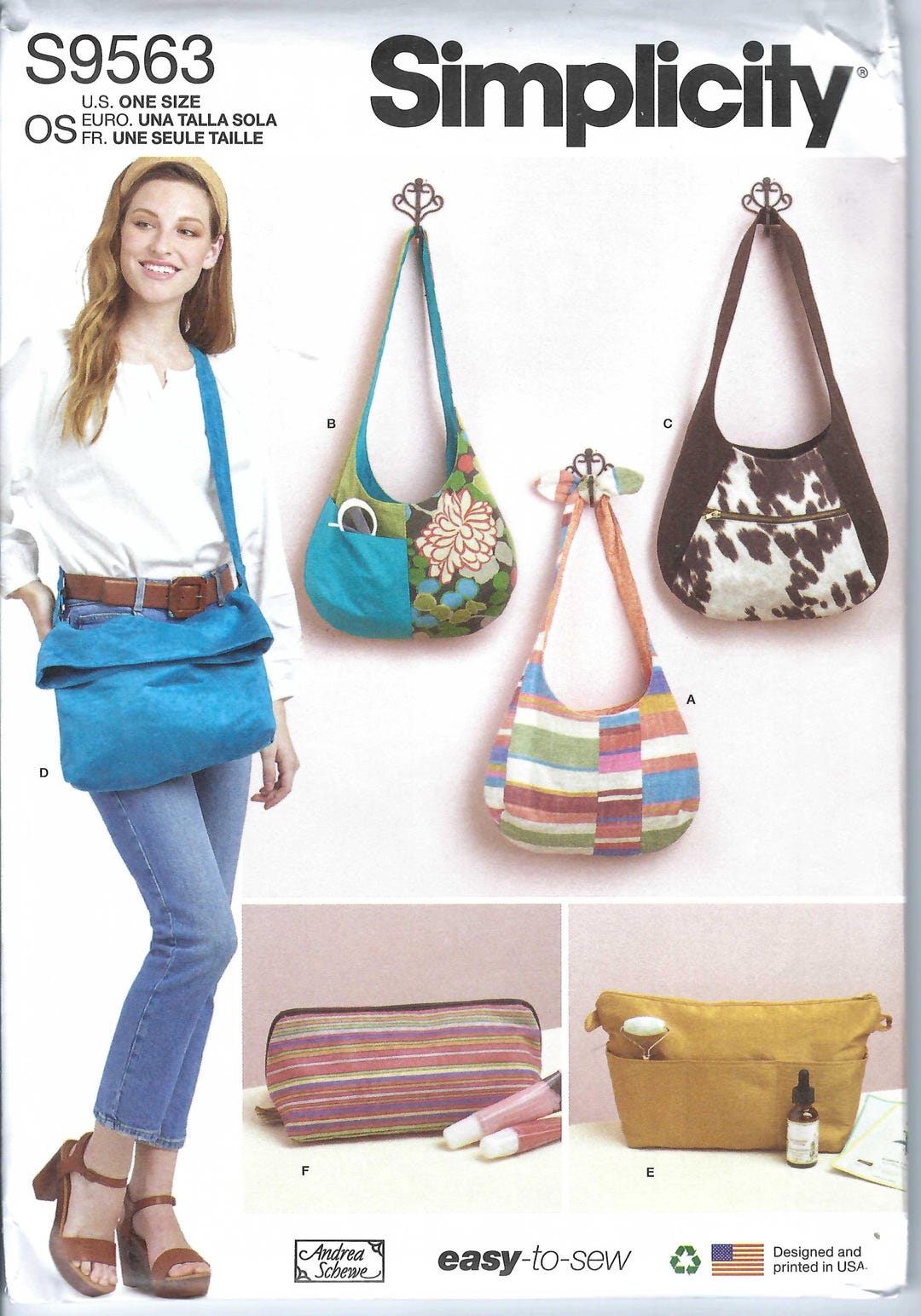 Uncut Simplicity Sewing Pattern Slouch Bags, Purse Organizer and ...