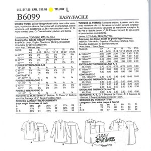 Uncut Butterick Sewing Pattern 6099 Misses Loose-fit Tunics With ...