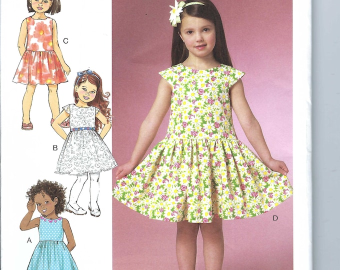 Uncut Butterick Sewing Pattern 6201 Kids Dresses Slight Drop Waist Full ...