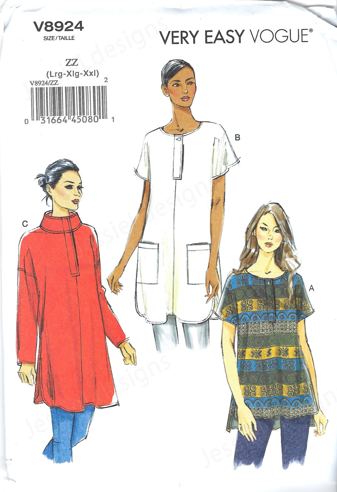 Uncut Vogue Sewing Pattern Vogue 8924 Easy Loose Fitting | Etsy