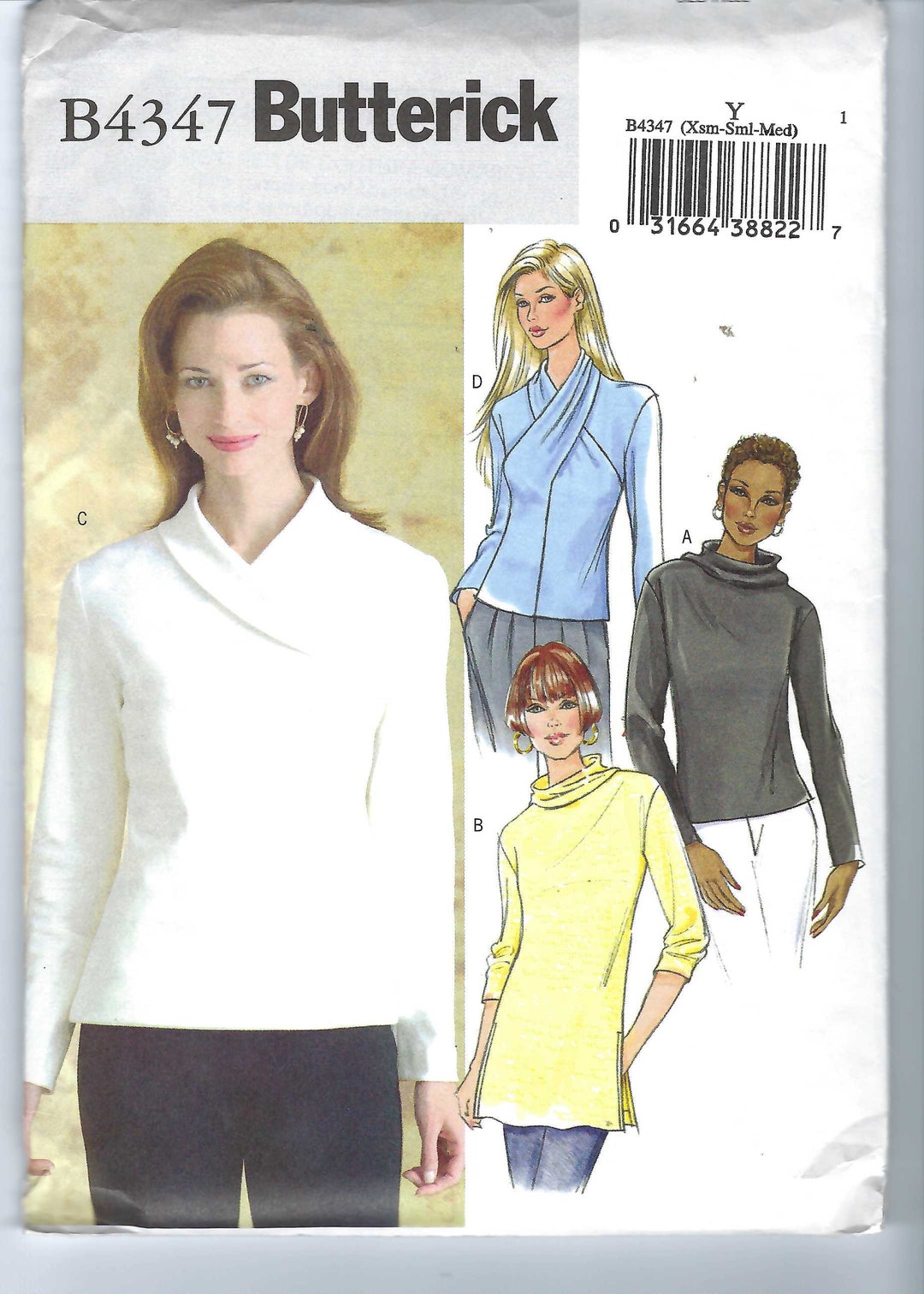 Uncut Butterick Sewing Pattern 4347 Sewing Patterns. Misses Petite Tops ...