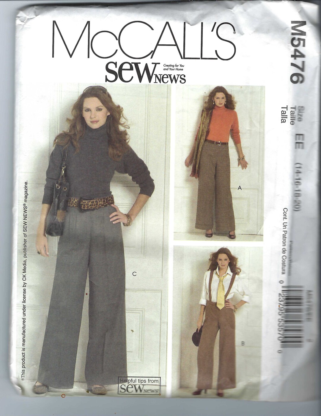 Uncut Mccalls Sewing Pattern Sew News Pants Pattern, Mccalls 5476 Size ...