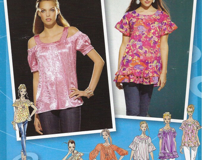 Uncut Simplicity Sewing Pattern 2961 Misses Cold Shoulder Tops Tunics ...