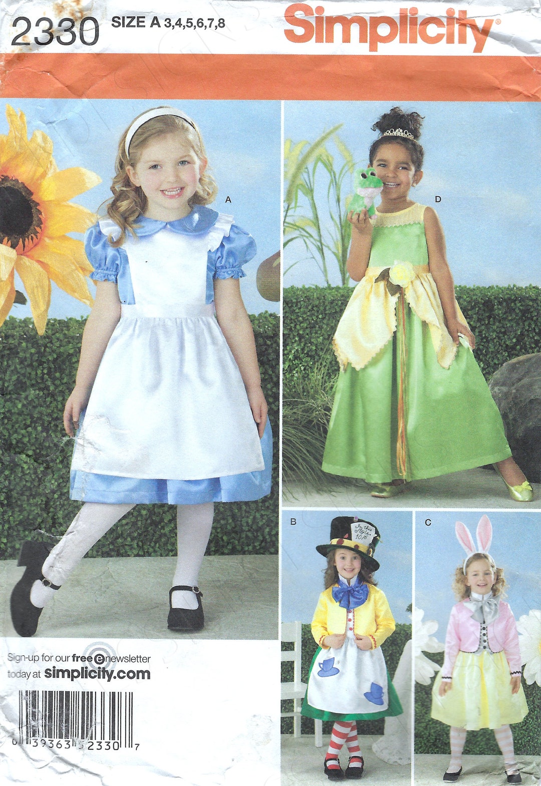 Uncut Simplicity Sewing Pattern 412 2330 Costume Alice Mad Hatter ...