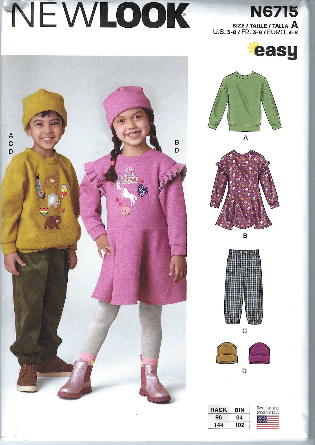 Uncut New Look Sewing Pattern Boys & Girls in Sizes 3 to 8, New Look ...