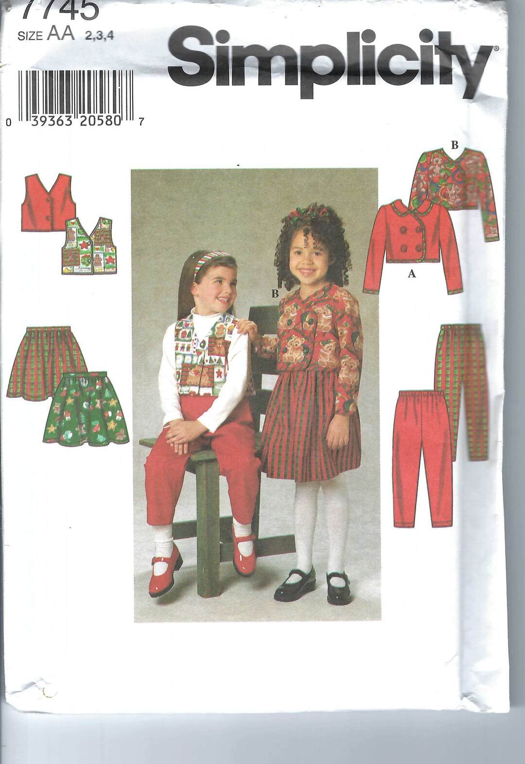 Uncut Vintage Simplicity Sewing Pattern Child's Jacket, Vest, Skirt ...