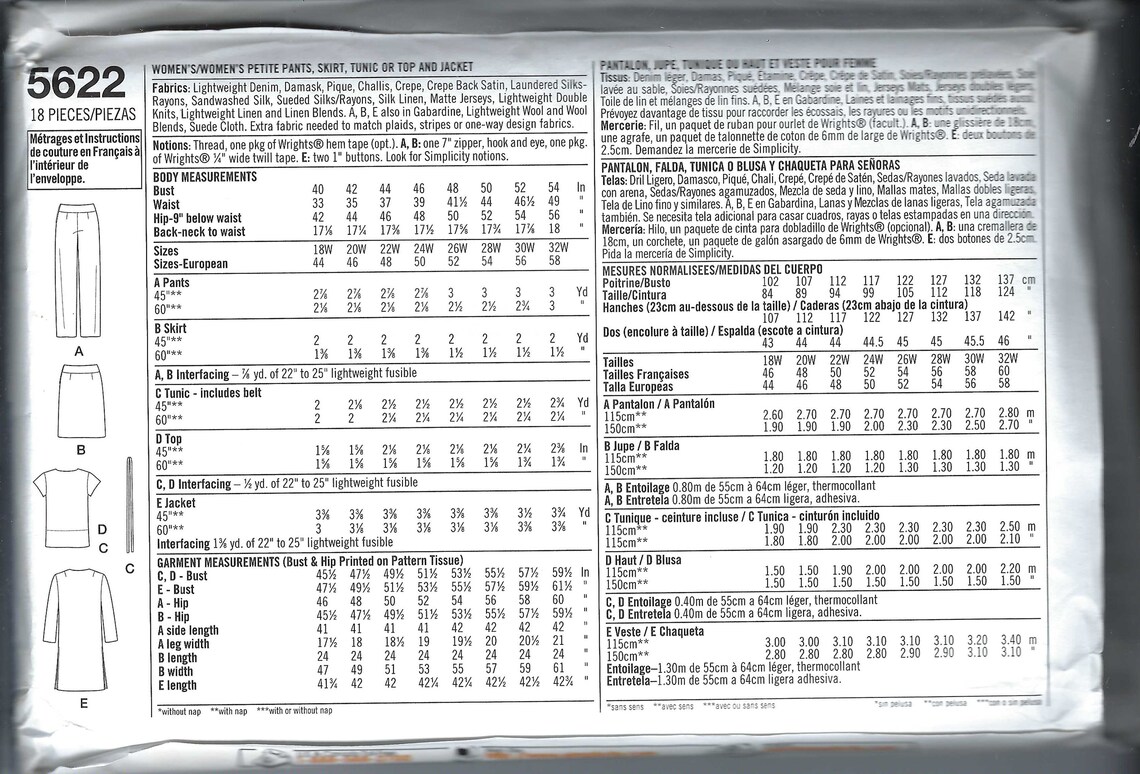 Uncut Sewing Simplicity Pattern 5622 Women's Pants Skirt - Etsy