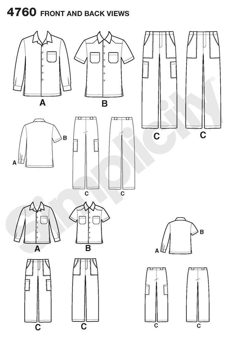 Uncut Simplicity Sewing Pattern Men's & Boy's Shirt, Pants Sewing ...