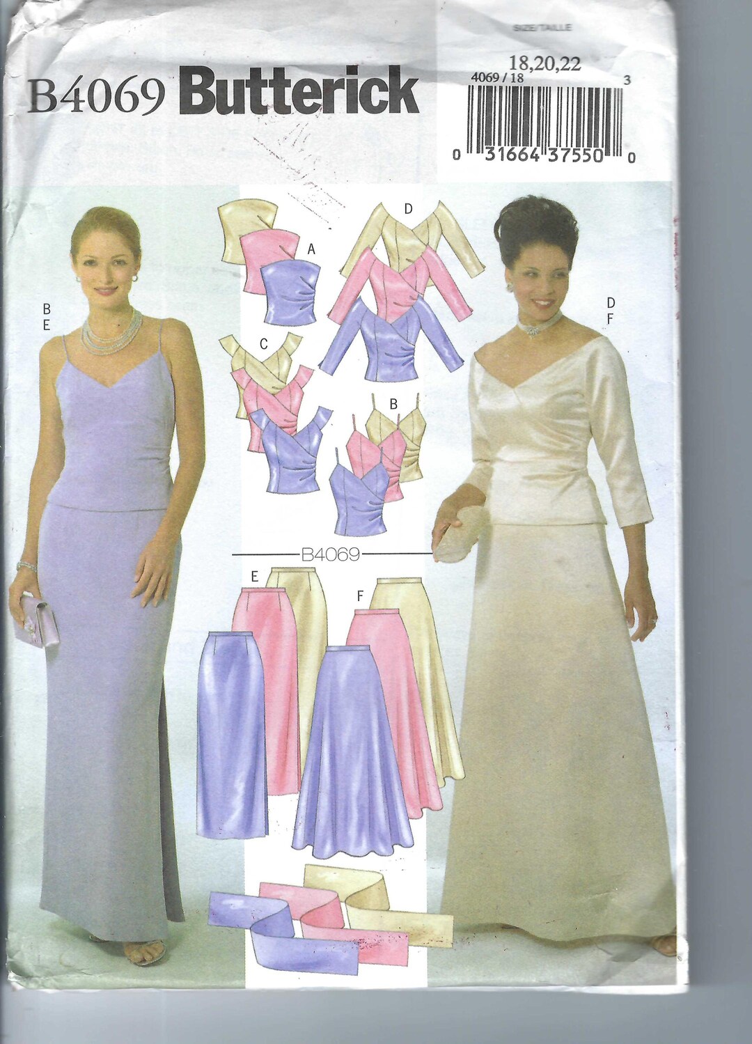 Uncut Butterick Sewing Pattern Misses' Top, Skirt, and Stole Sewing ...