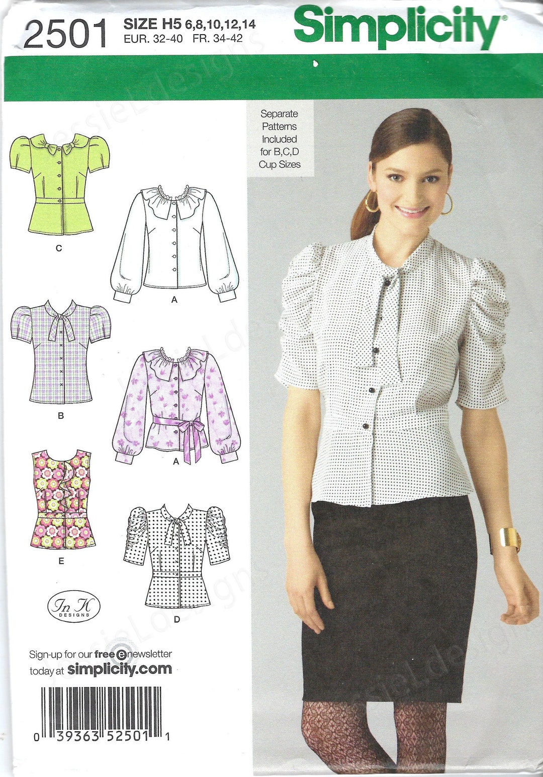 Uncut Simplicity Sewing Pattern 2501 Size H5 4-12 14-22 Misses Blouses ...