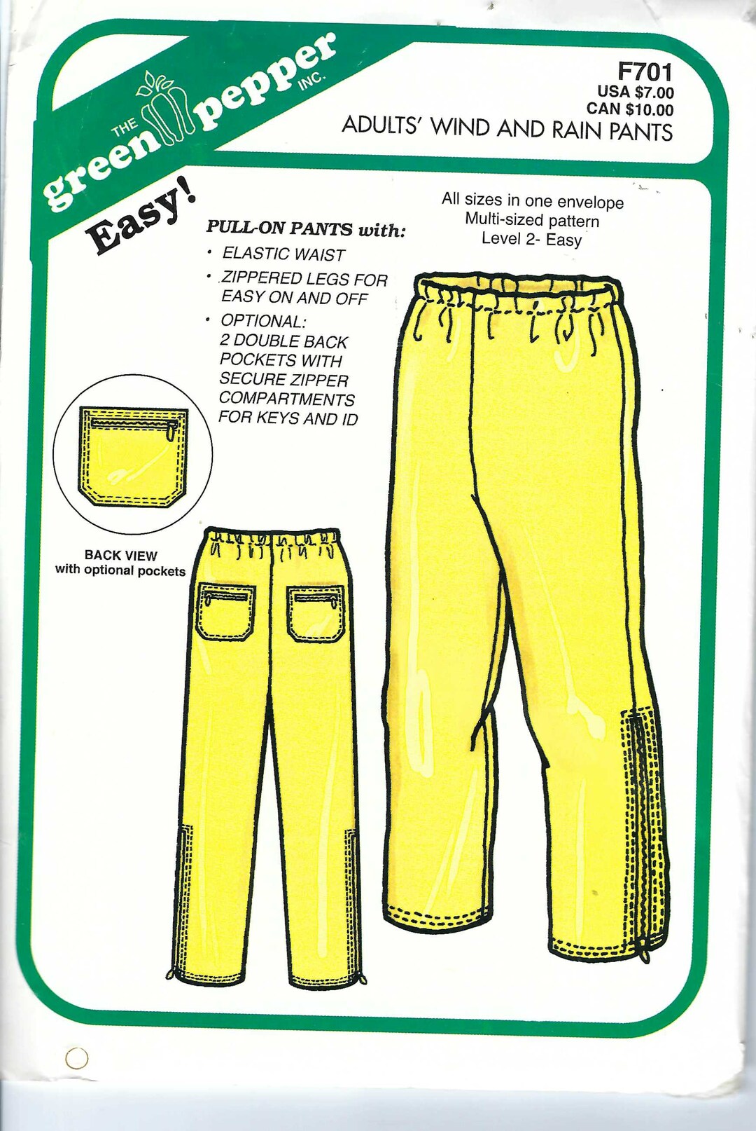 Rare Uncut Sewing Pattern Green Pepper 701 Pull on Pants Size Waist 25 ...