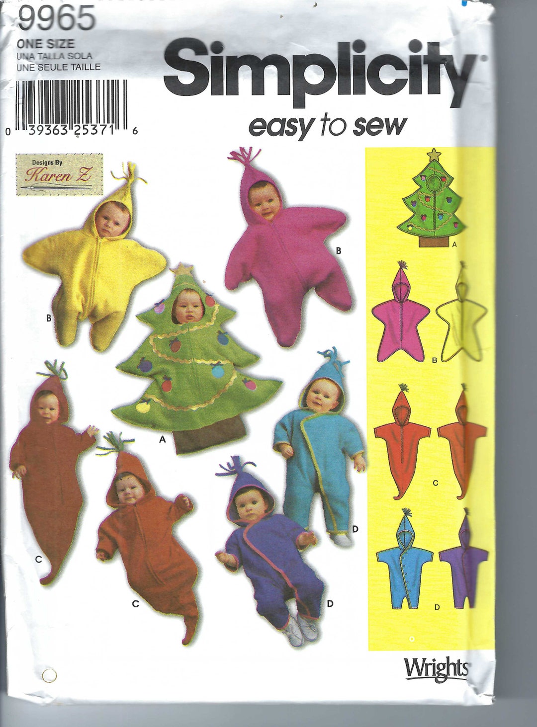 Uncut Simplicity Sewing Pattern 9965 Infant Fleece Bunting Christmas ...