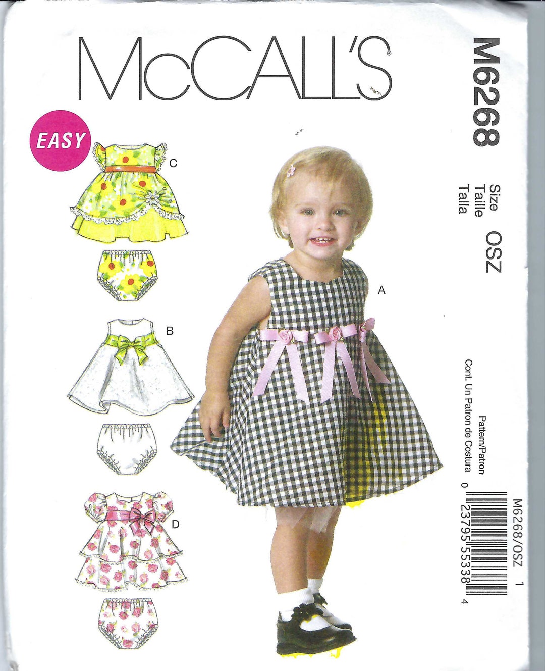 Uncut Mccalls Sewing Pattern 6268 Easy Infants Lined Dresses and ...