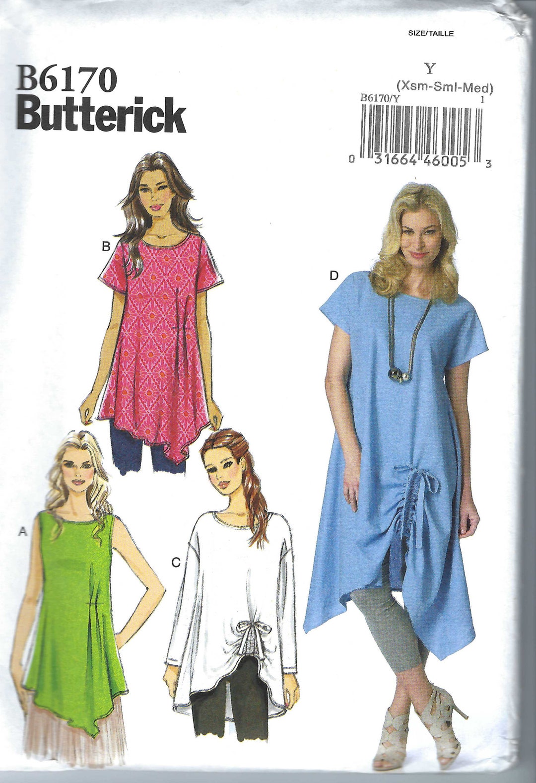 Uncut Butterick Sewing Pattern 6170 Size Xs-s-m Lrg-xlg-xxl Misses Tops ...
