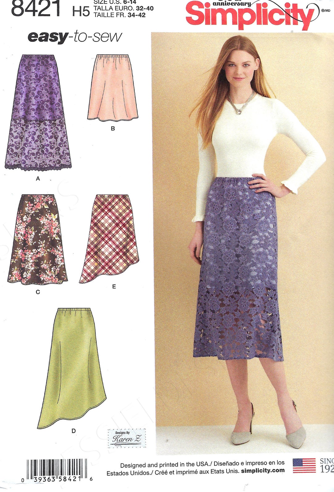 Uncut Simplicity Sewing Patterns 8421 Easy Skirt Pattern, Elastic Waist ...